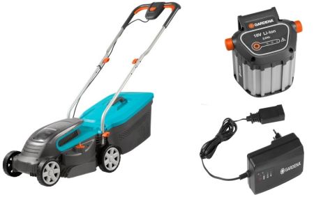 ΣΕΤ ΜΗΧΑΝΗ ΓΚΑΖΟΝ ΜΠΑΤΑΡΙΑΣ GARDENA POWERMAX Li-18/32 ΜΕ ΜΠΑΤΑΡΙΑ ΚΑΙ ...