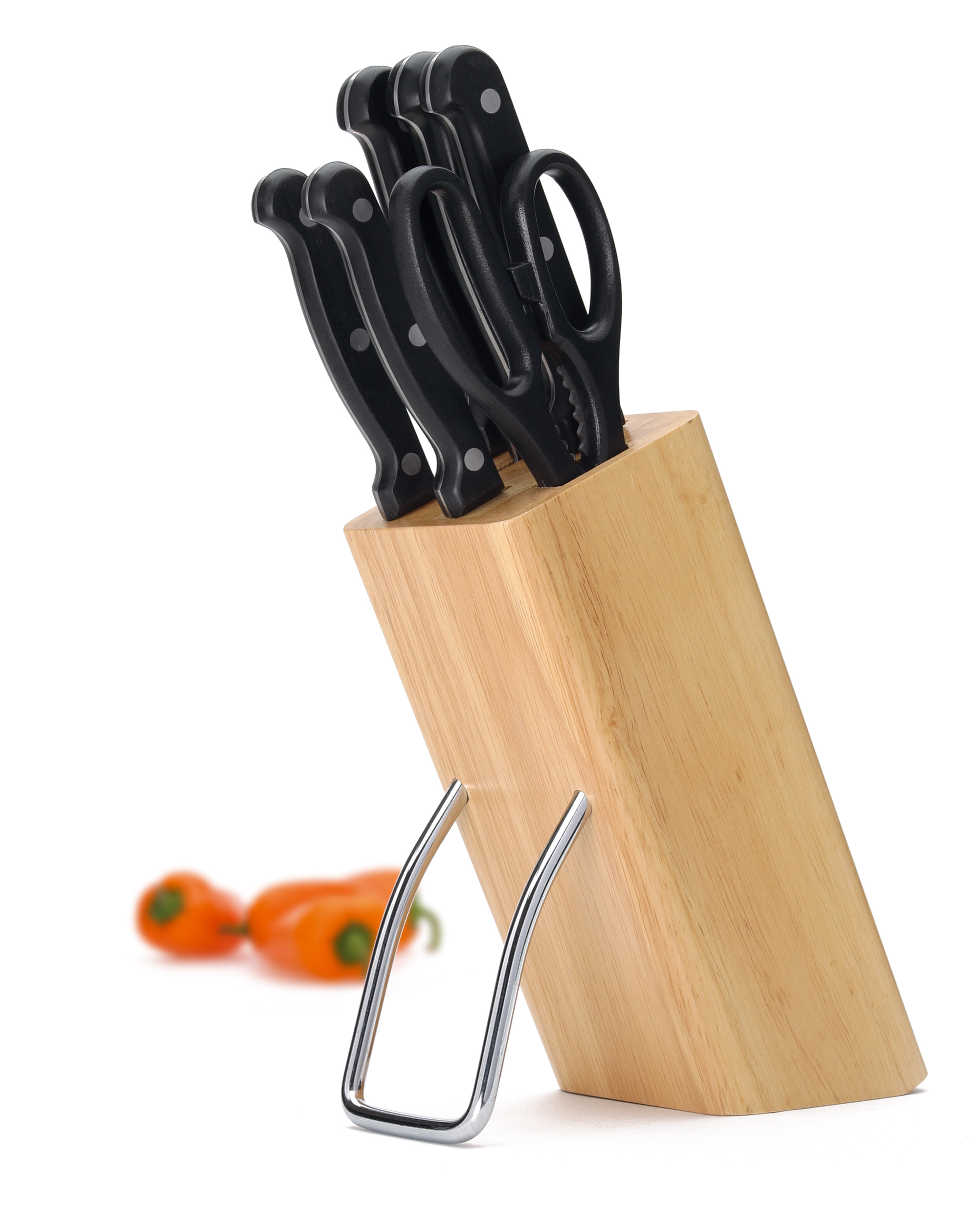 ΣΕΤ 5 ΜΑΧΑΙΡΙΑ & ΨΑΛΙΔΙ ΜΕ ΞΥΛΙΝΗ ΒΑΣΗ KITCHEN CRAFT | DIMKO
